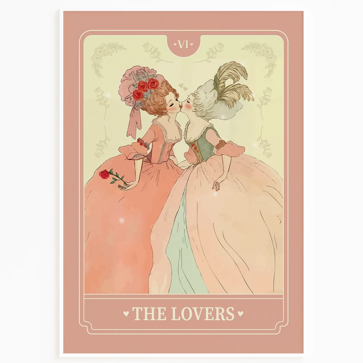 The WLW Lovers Tarot Retro Print | LGBTQIA+ Wall Art | QueerWall.com